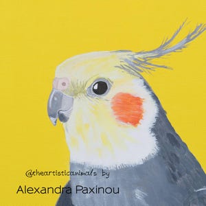 Cockatiel Painting on Canvas, Original Acrylic Artwork 16x20 Inches ...