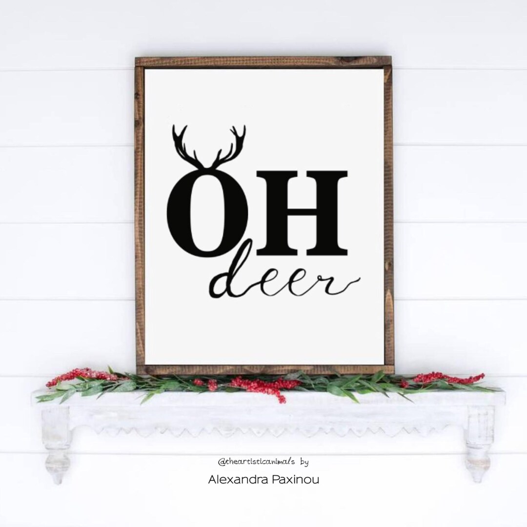 Oh Deer Christmas Printable – Funny Holiday Wall Art – Minimalist Deer ...