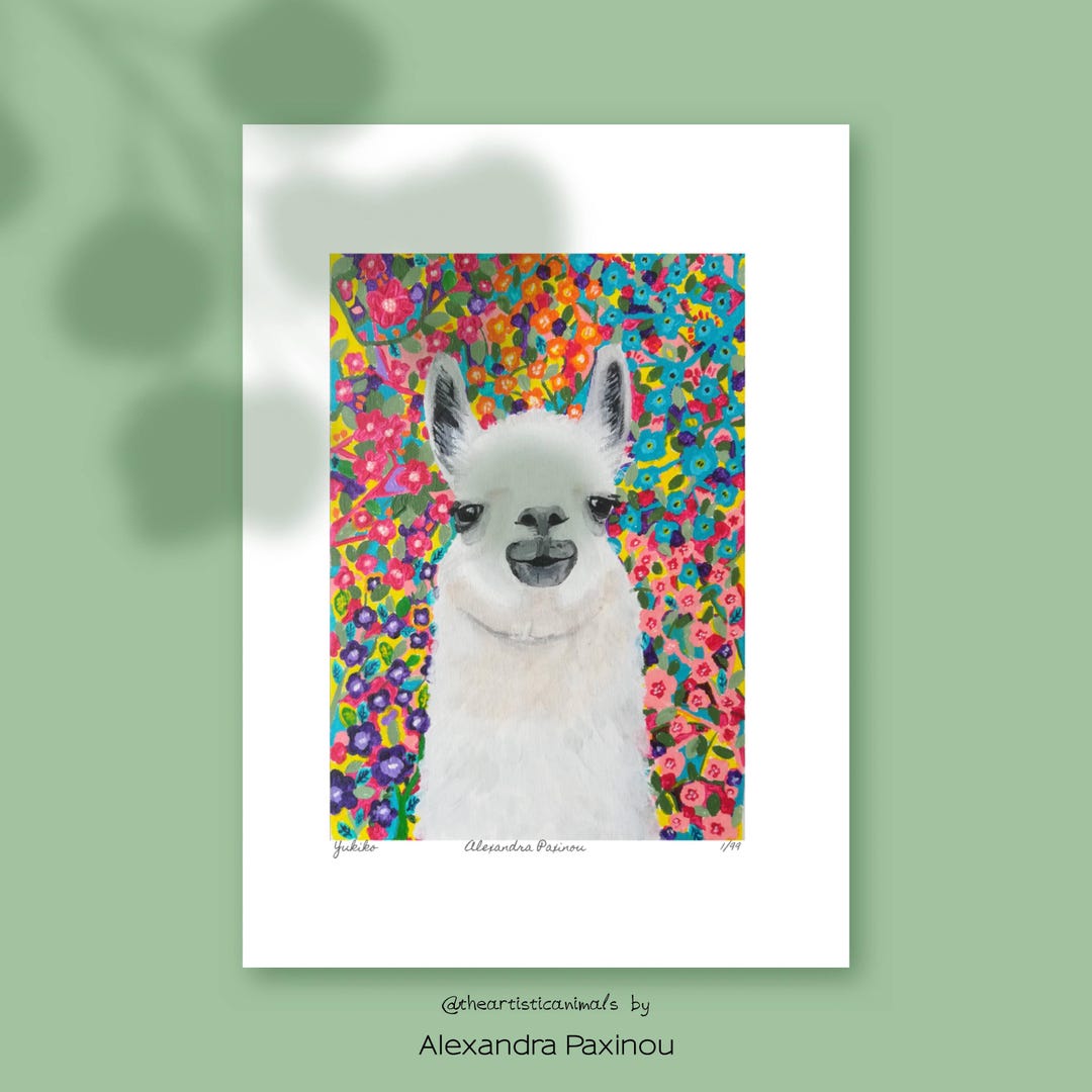 Colorful Llama Art Print of Original Painting, Eclectic Wall Decor ...