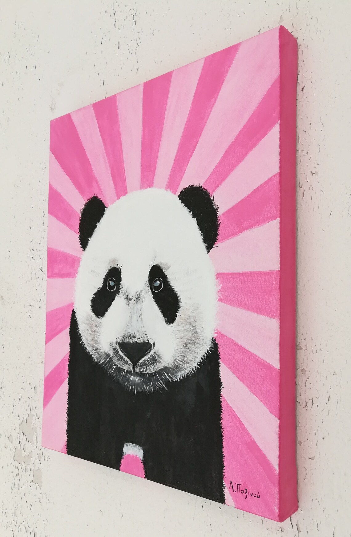 Pop art Panda portrait Panda bear painting 16x20 inch | Etsy