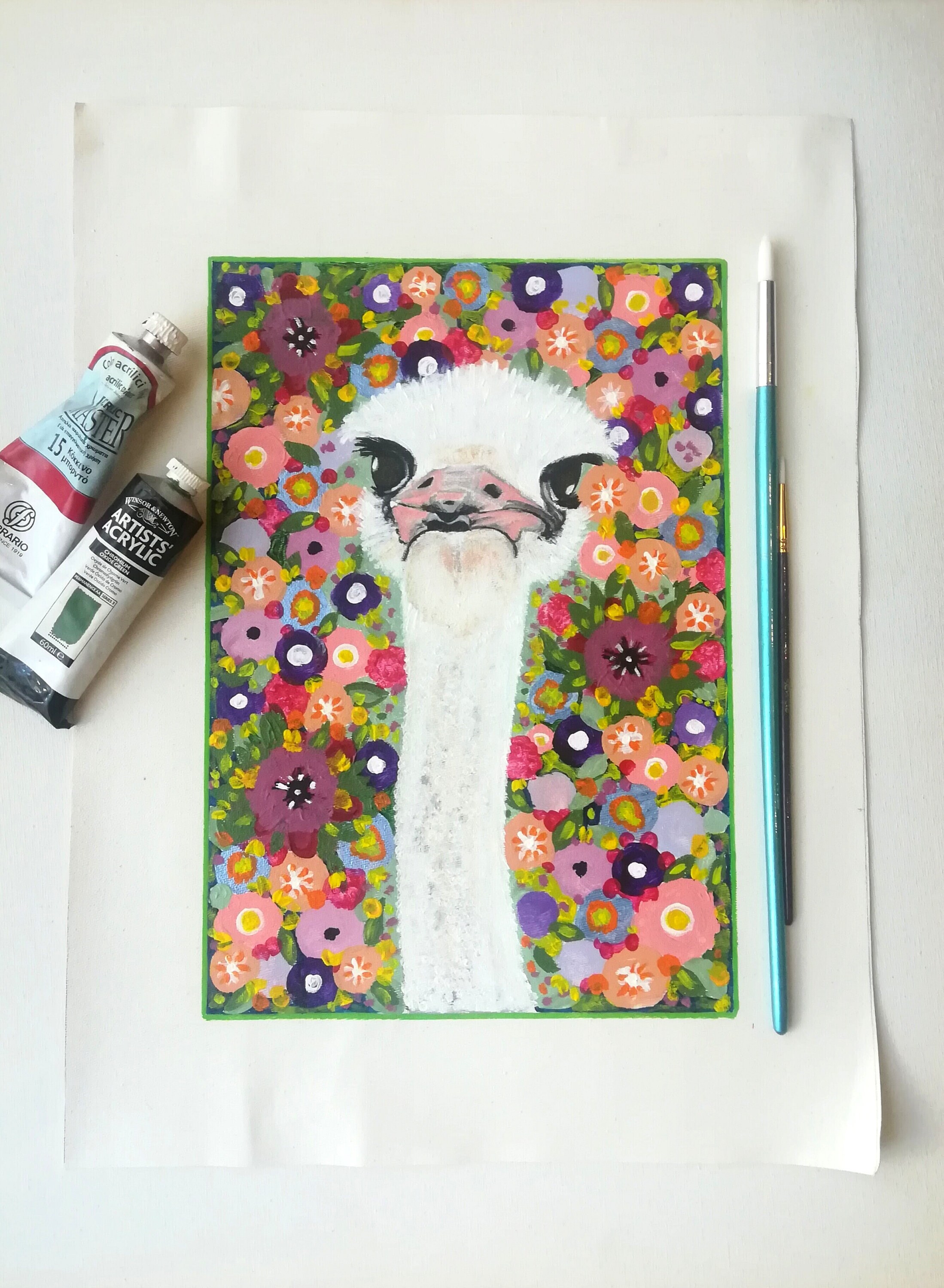 Ostrich Art Painting on Canvas Colorful Wall Art Animals - Etsy