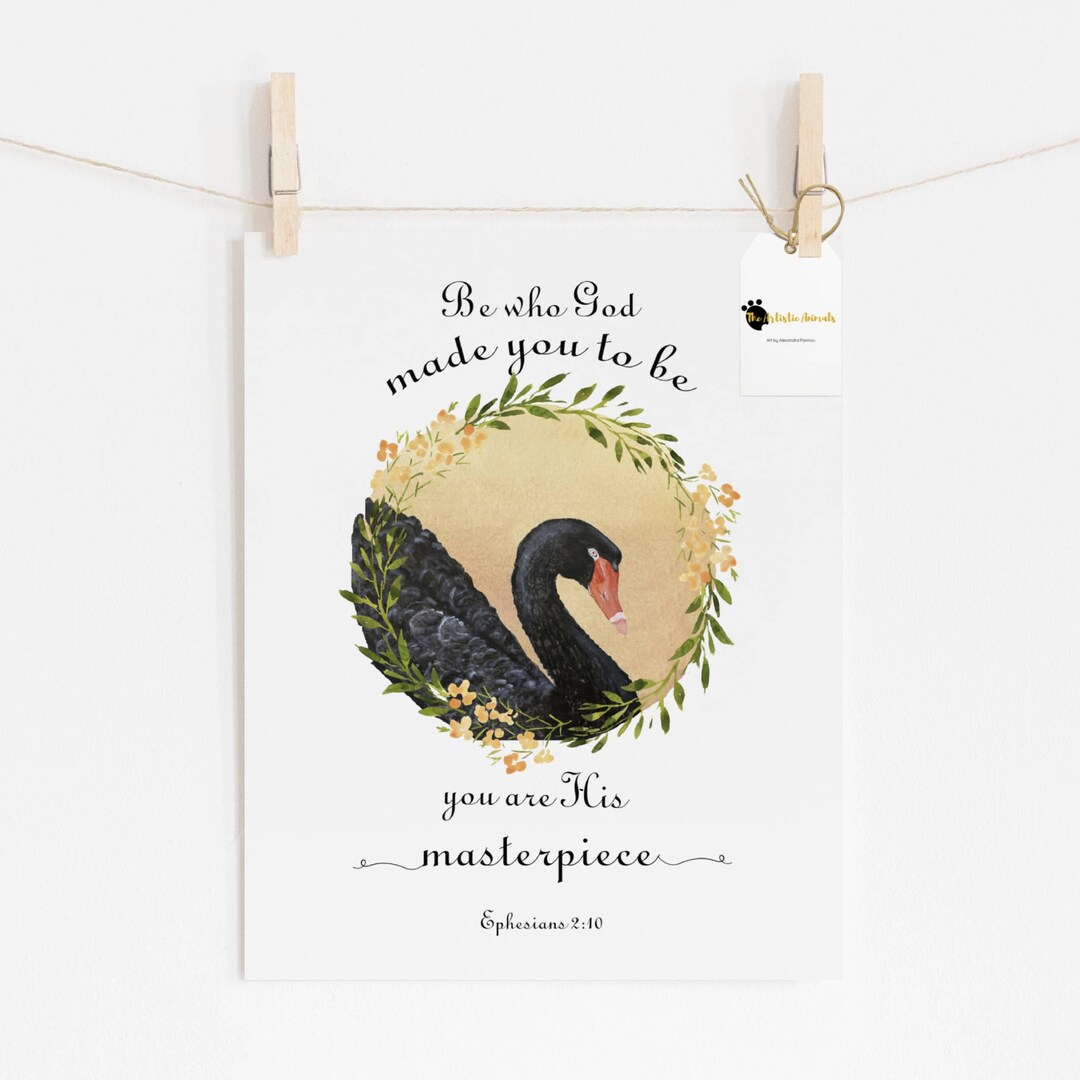Black Swan Bible Verse Wall Art, Christian Nursery Decor, Ephesians 2: ...