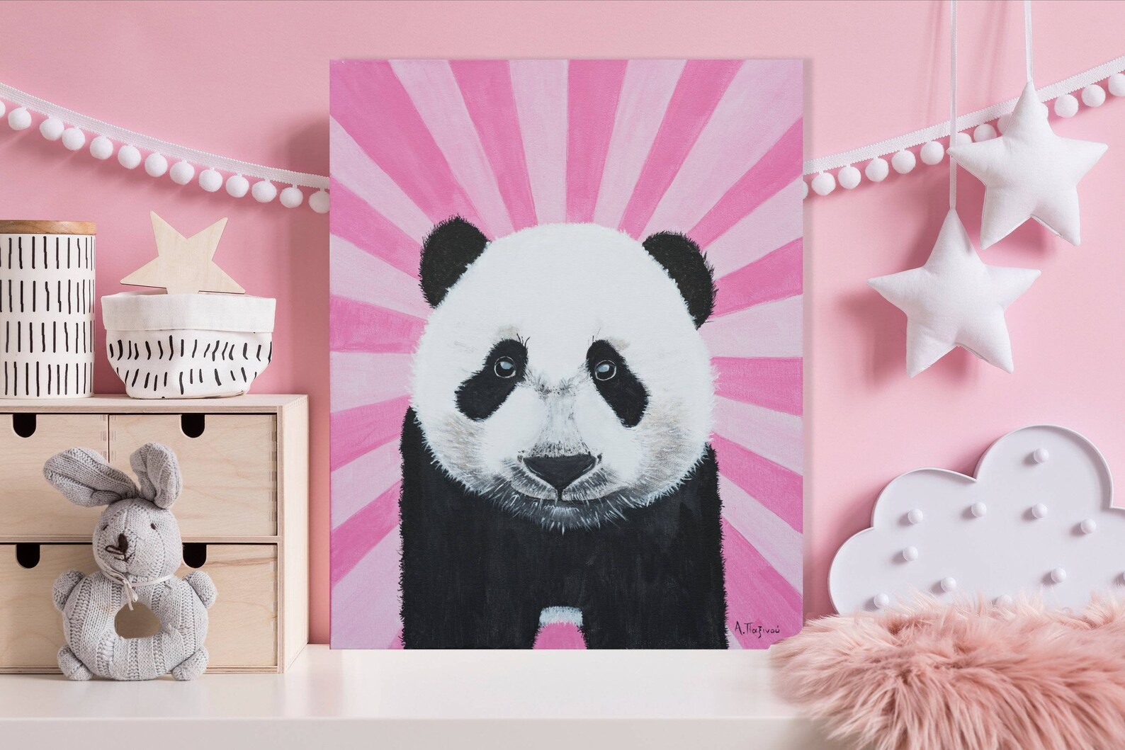 Pop art Panda portrait Panda bear painting 16x20 inch | Etsy