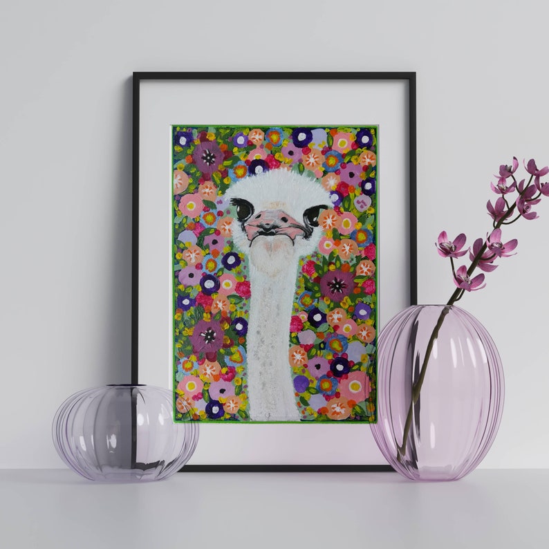 Ostrich Art Painting on Canvas Colorful Wall Art Animals - Etsy