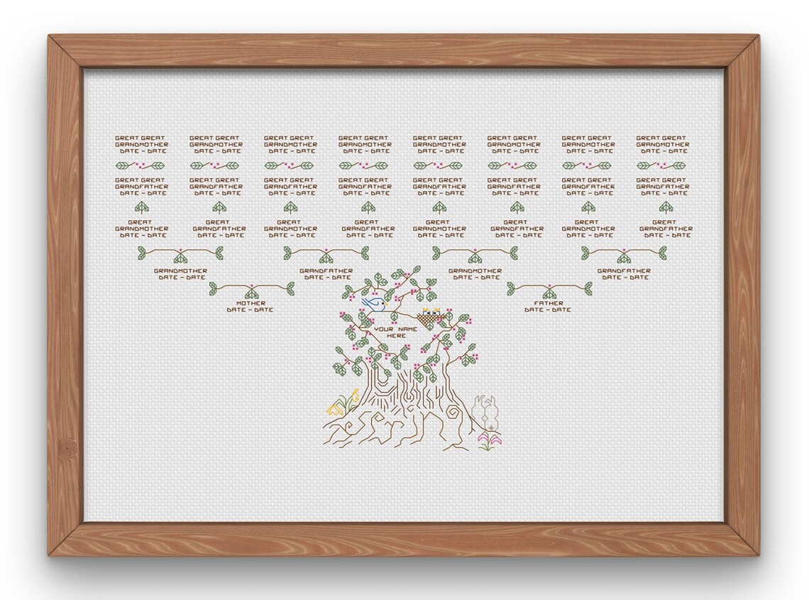 Spring Family Tree Blackwork Embroidery Pattern PDF Download Chart ...