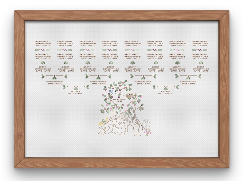 Spring Family Tree Blackwork Embroidery Pattern PDF Download Chart ...