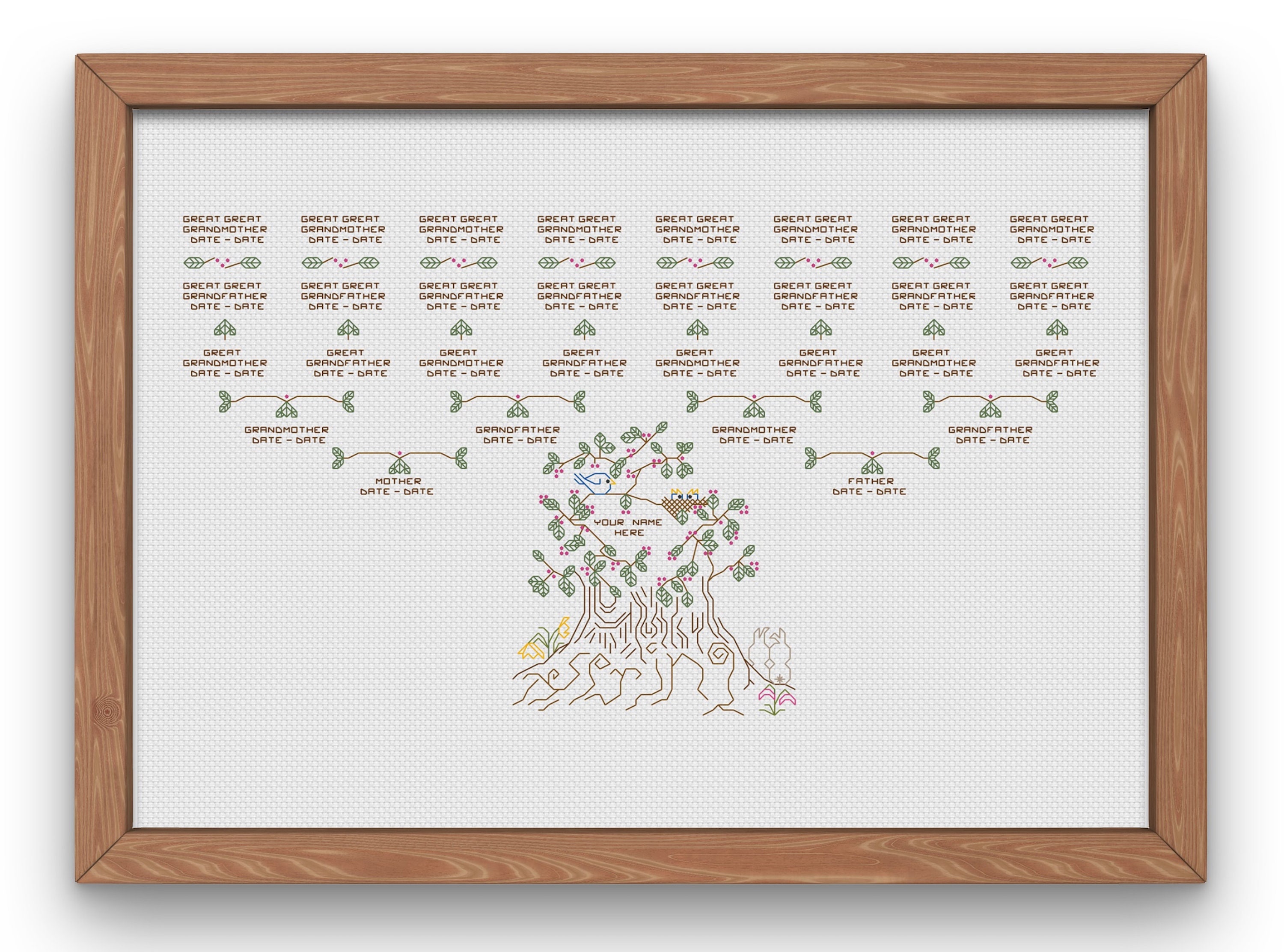 Spring Family Tree Blackwork Embroidery Pattern PDF Download Chart ...