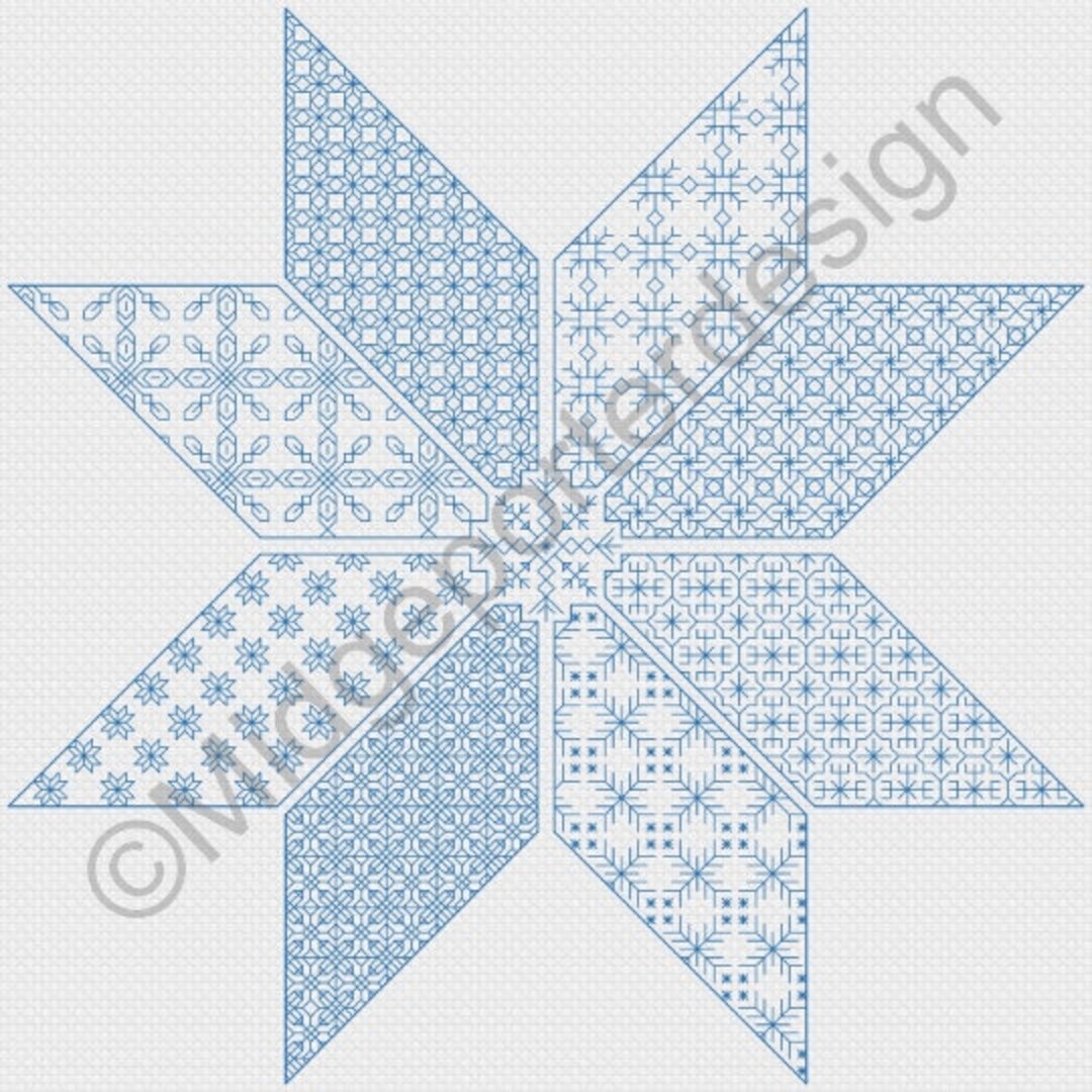 Nordic Selbu Star Blackwork Embroidery Pattern PDF - Etsy