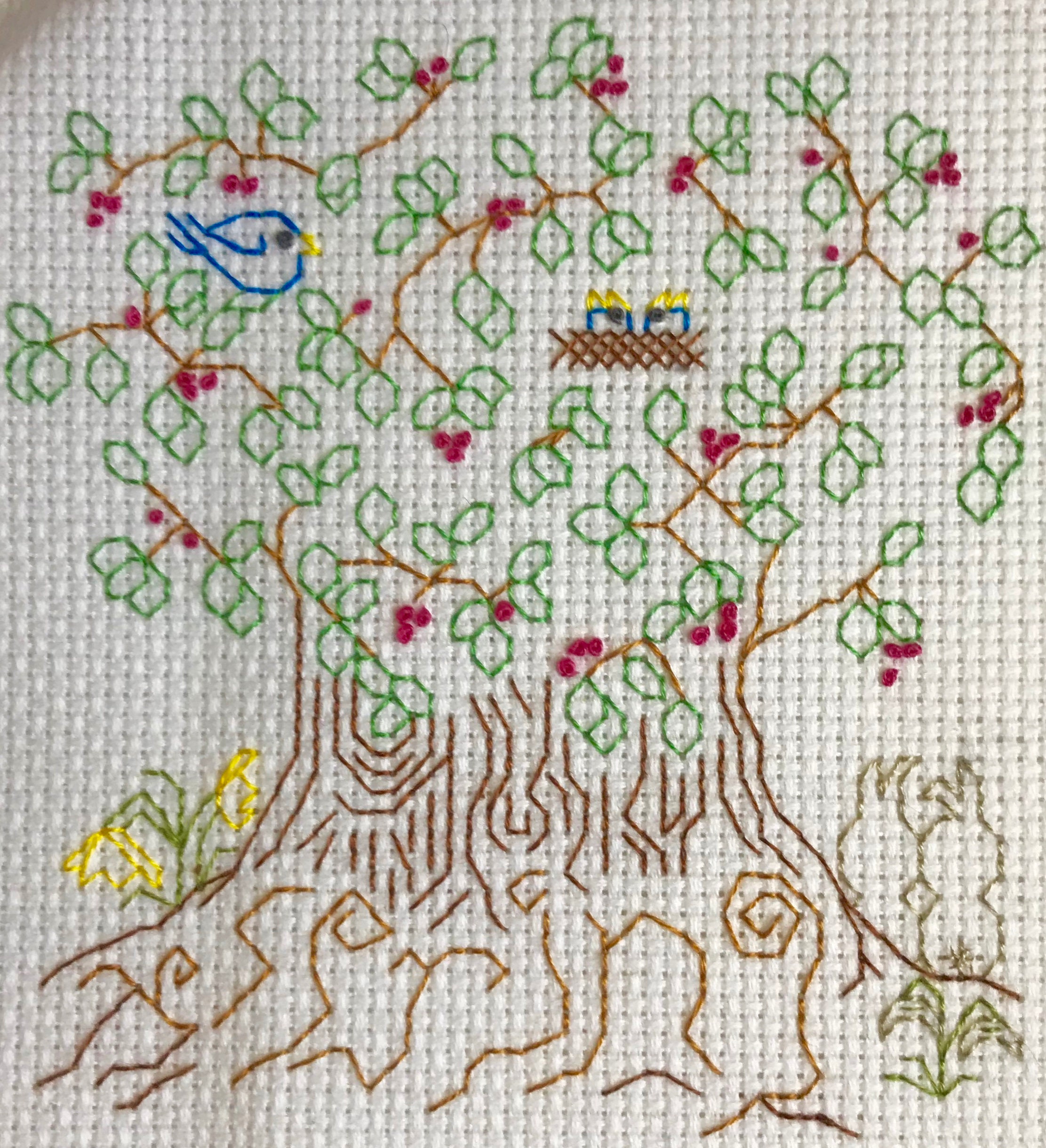 Spring Tree Blackwork/ Back stitch Embroidery Pattern. Gift | Etsy