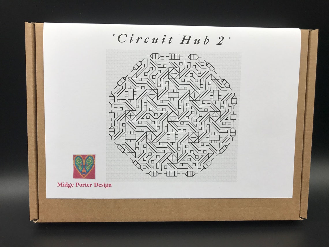 Circuit Hub 2 Blackwork Embroidery Pattern Design. 3 OPTIONS: Chart ...