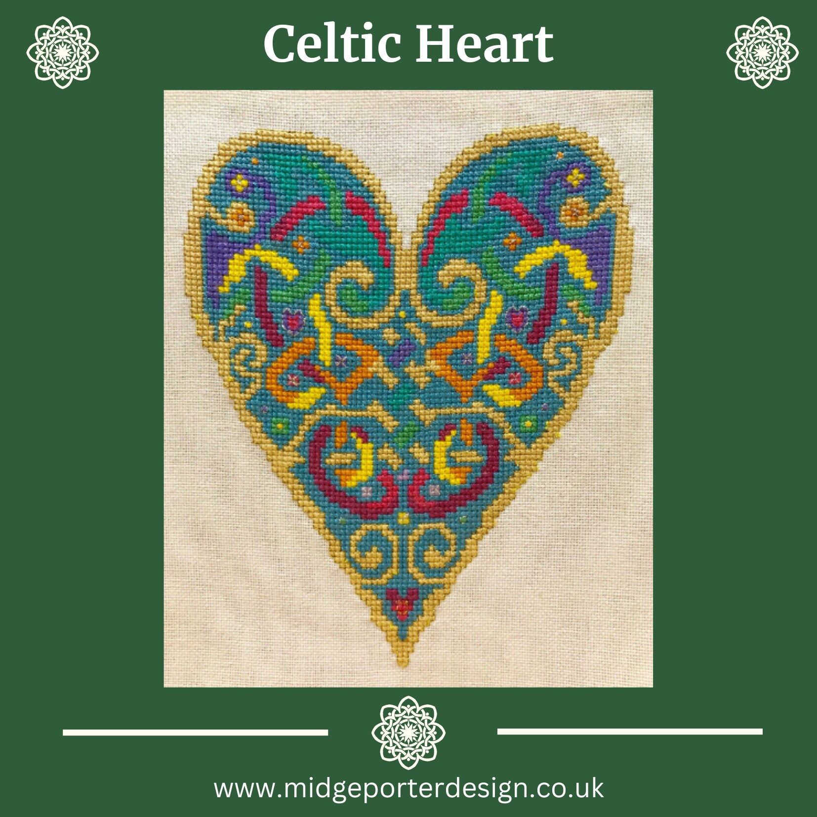 Celtic Heart Cross Stitch Embroidery Design. 3 OPTIONS: Chart/ Kit ...