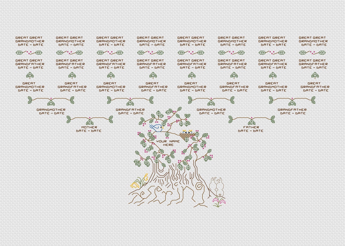Spring Family Tree Blackwork Embroidery Pattern PDF Download Chart ...