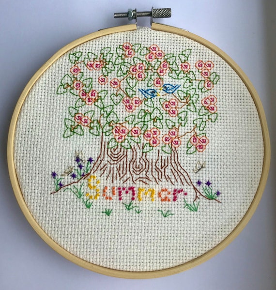 Summer Tree Blackwork Embroidery Pattern PDF Download | Etsy