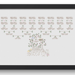 Spring Family Tree - Blackwork Embroidery Pattern - PDF Download Chart ...