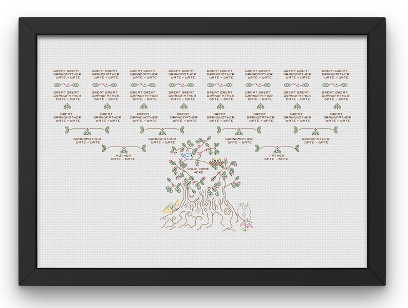 Spring Family Tree Blackwork Embroidery Pattern PDF Download Chart ...