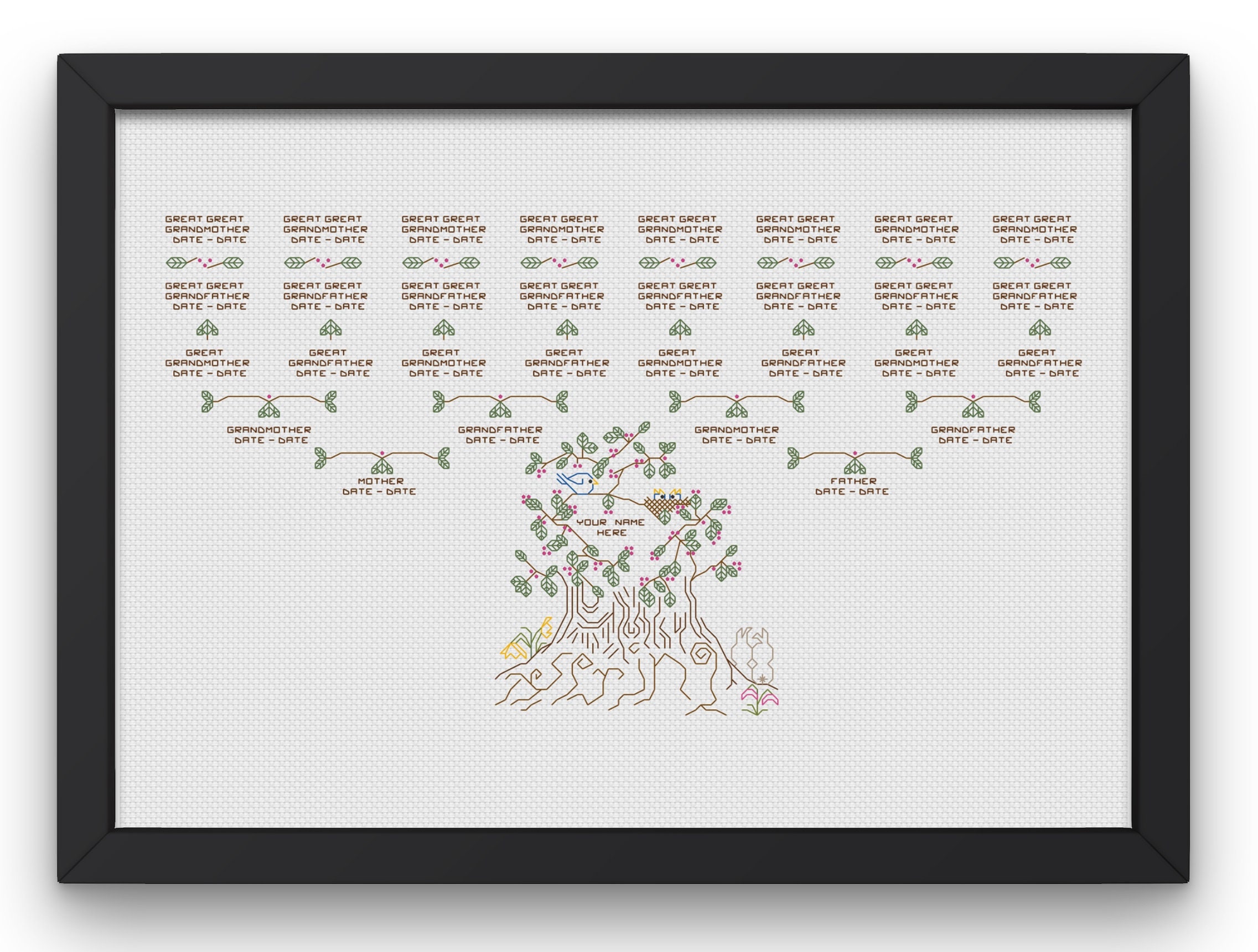 Spring Family Tree Blackwork Embroidery Pattern PDF Download Chart ...
