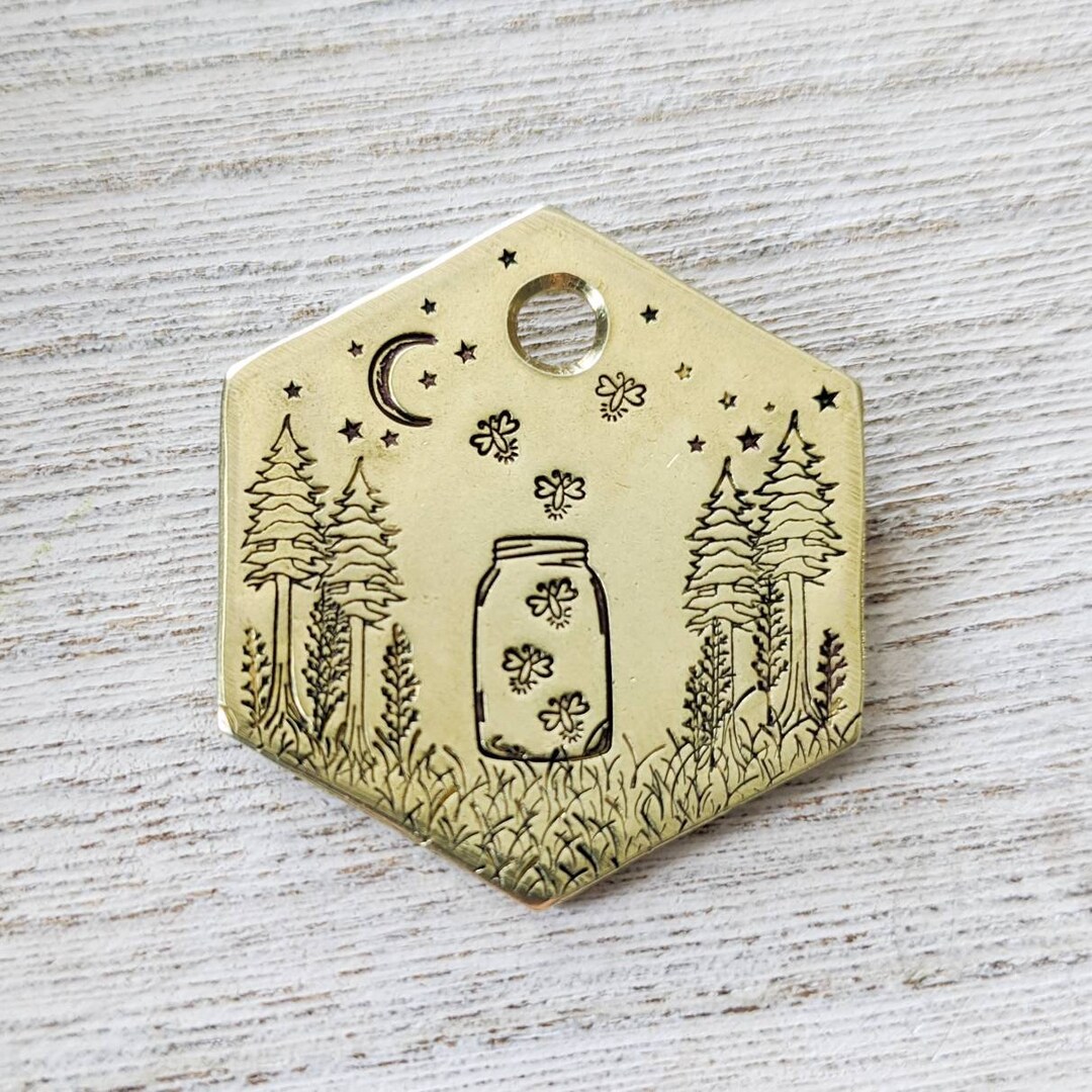 Fireflies - Pet ID Tag - Dog Tag for Dogs - Pet Name Tag - Hand Stamped ...