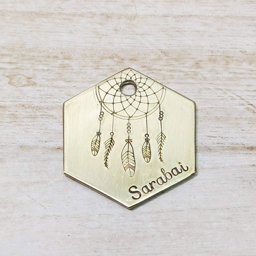 Dream Catcher - Pet ID Tag - Dog Tag for Dogs - Pet Name Tag - Hand ...