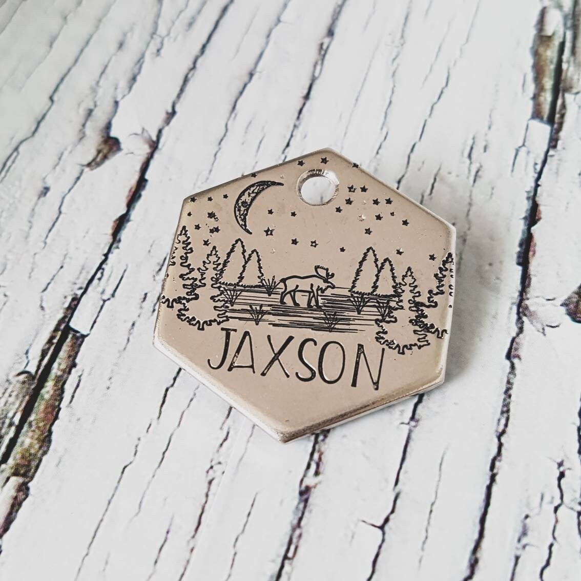 Moose Lake - Pet ID Tag - Dog Tag for Dogs - Pet Name Tag - Hand ...