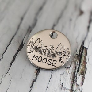 Moose Lake - Pet ID Tag - Dog Tag for Dogs - Pet Name Tag - Hand ...