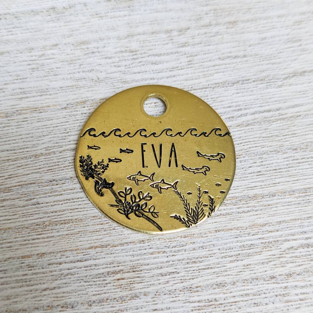 Jaws - Pet ID Tag - Dog Tag for Dogs - Pet Name Tag - Hand Stamped ...