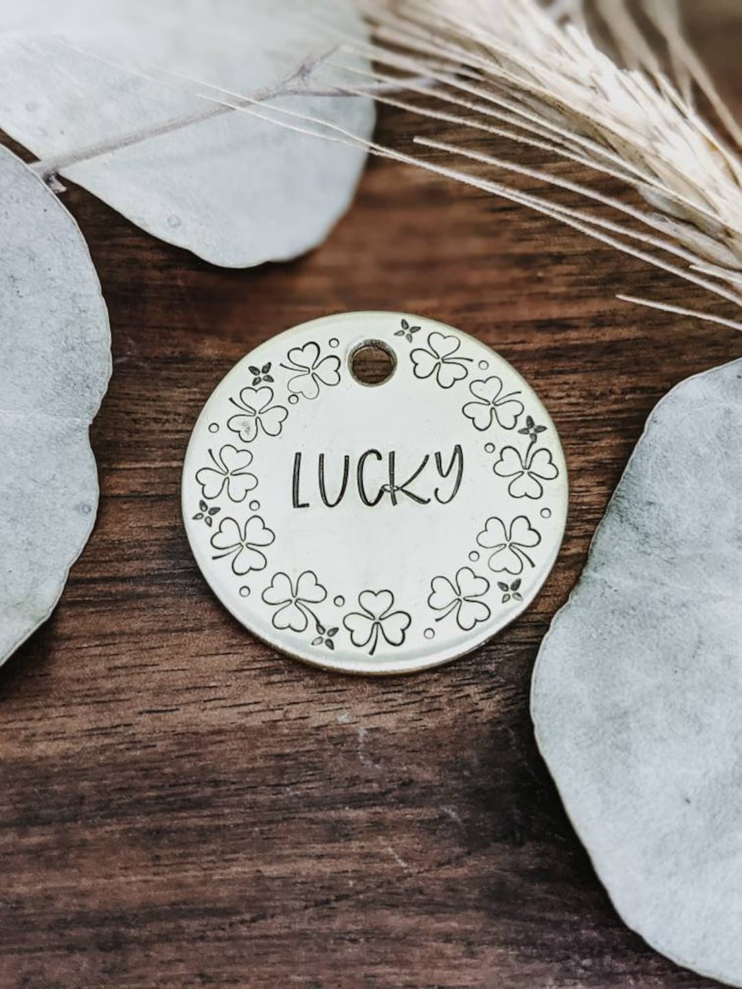 Irish Clover - Pet ID Tag - Dog Tag for Dogs - Pet Name Tag - Hand ...