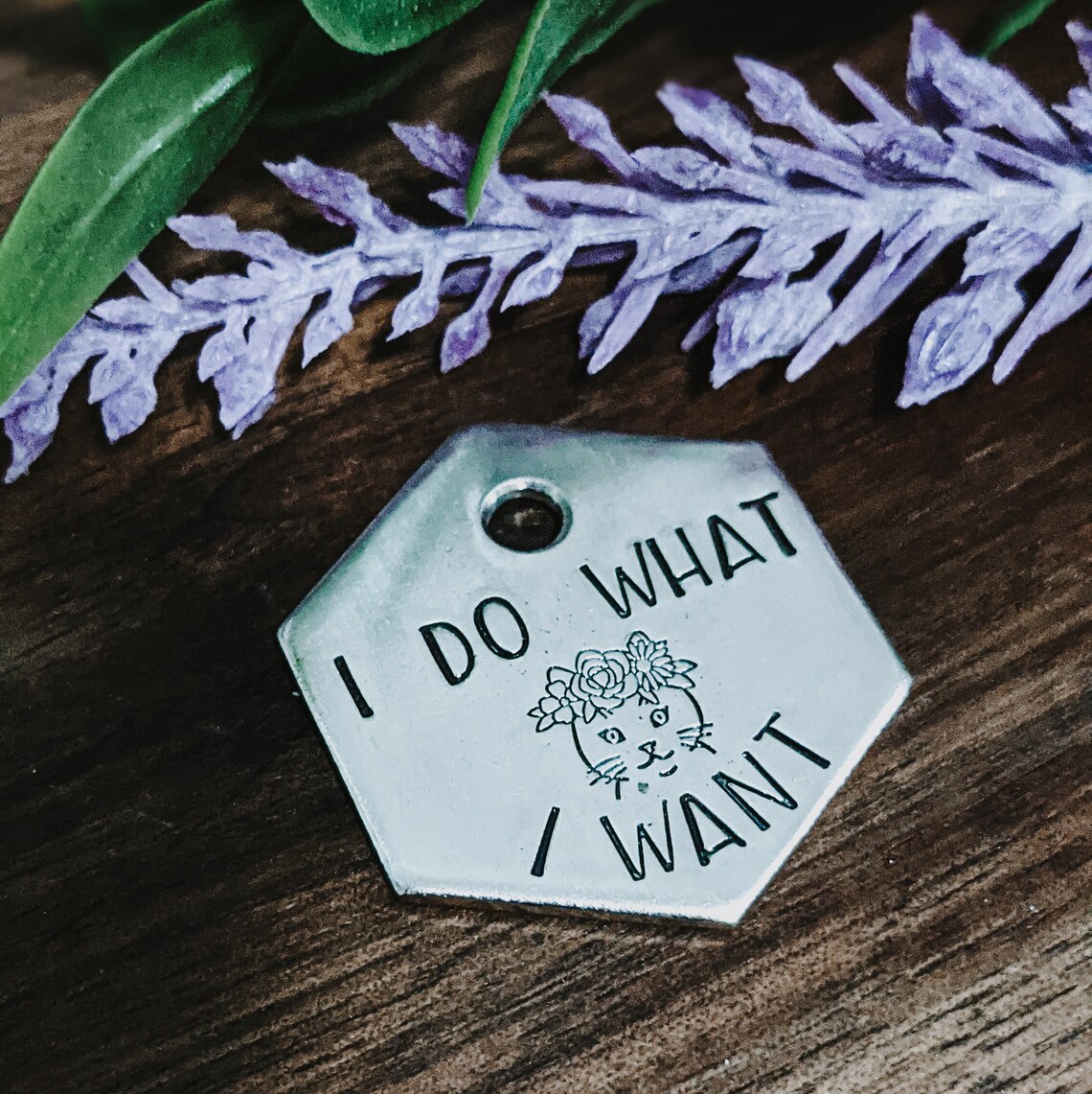 Pet ID Tag - I Do What I Want - Floral Cat - Dog Tag - Pet Name Tag ...