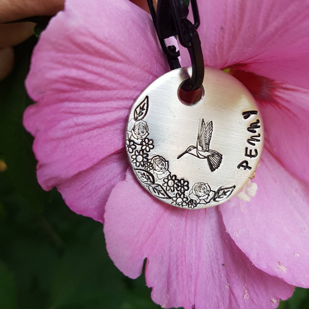 Hummingbird - Pet ID Tag - Dog Tag for Dogs - Pet Name Tag - Hand ...