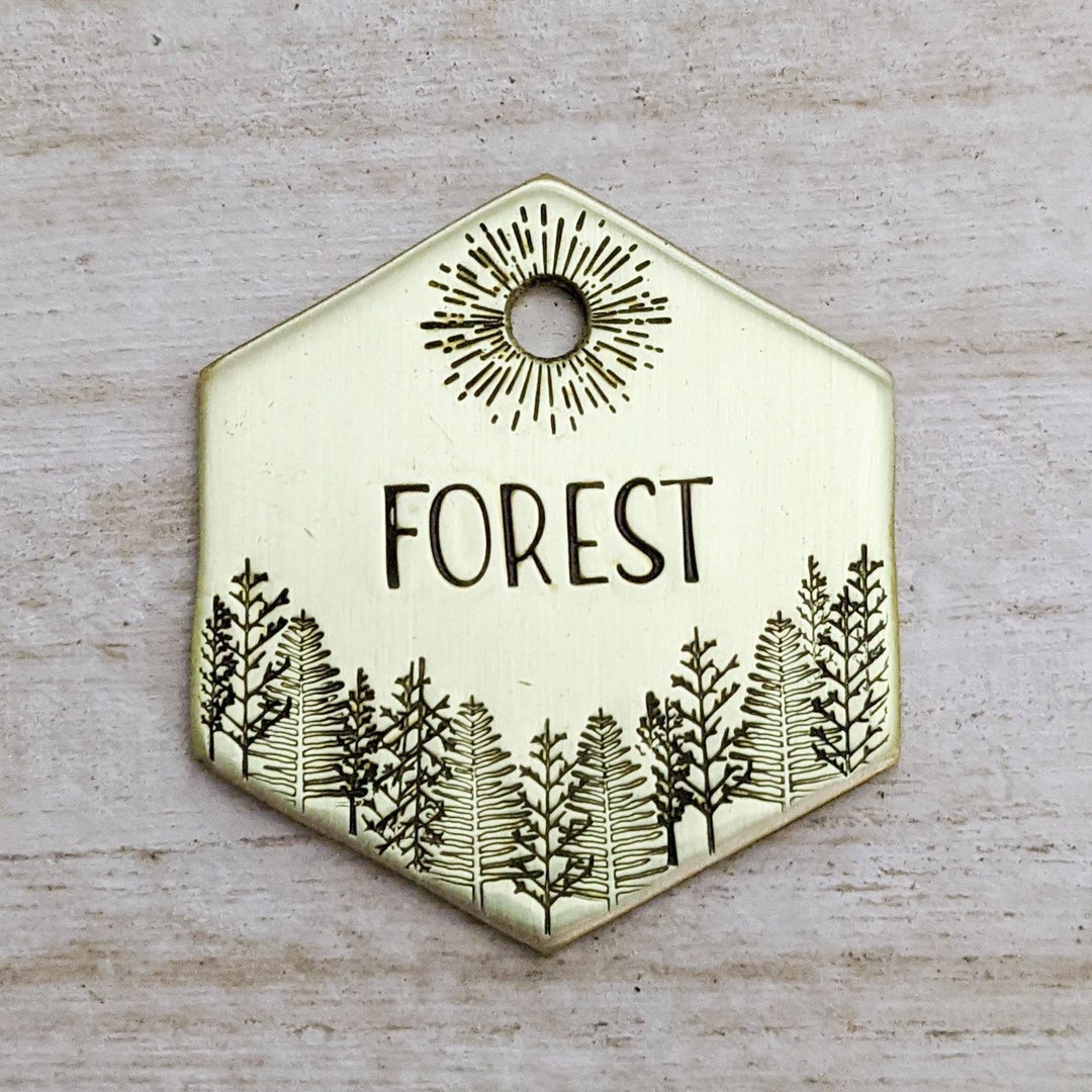 Wilderness Forest - Pet ID Tag - Dog Tag for Dogs - Pet Name Tag - Hand ...