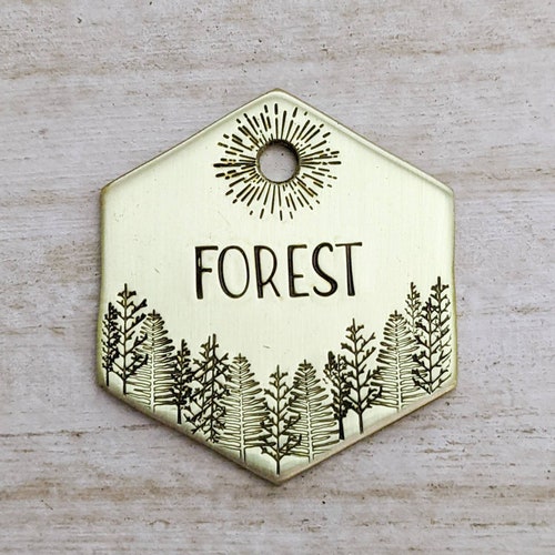 Forest Pet ID Tag Dog Tag for Dogs Pet Name Tag Hand - Etsy