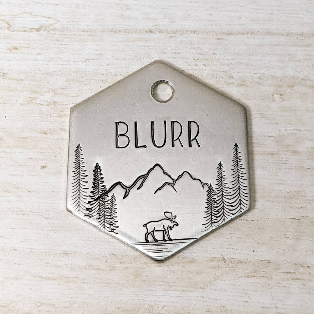 Wild Moose - Pet ID Tag - Dog Tag for Dogs - Pet Name Tag - Hand ...