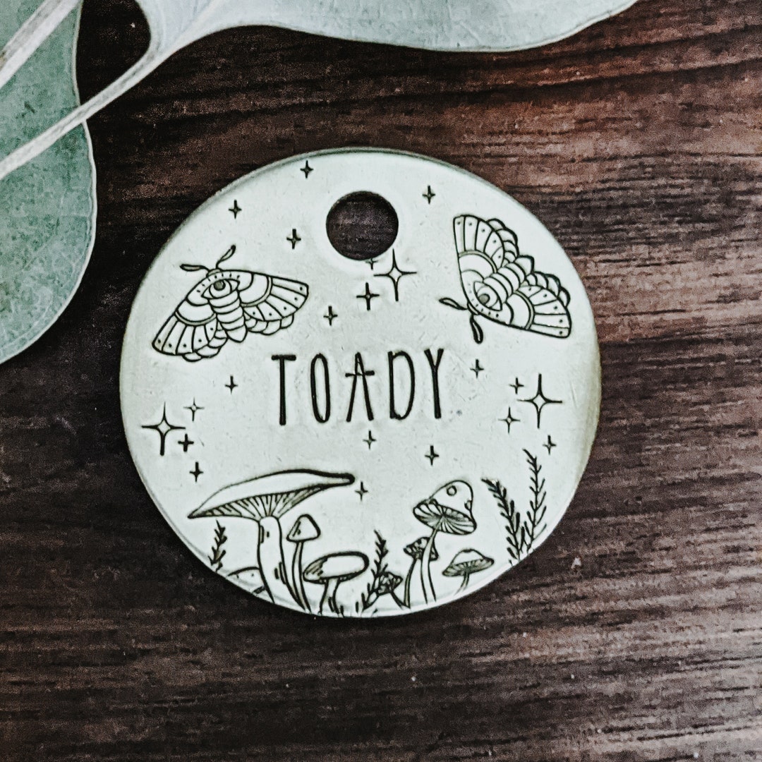 Forest Moth - Pet ID Tag - Dog Tag for Dogs - Pet Name Tag - Hand ...