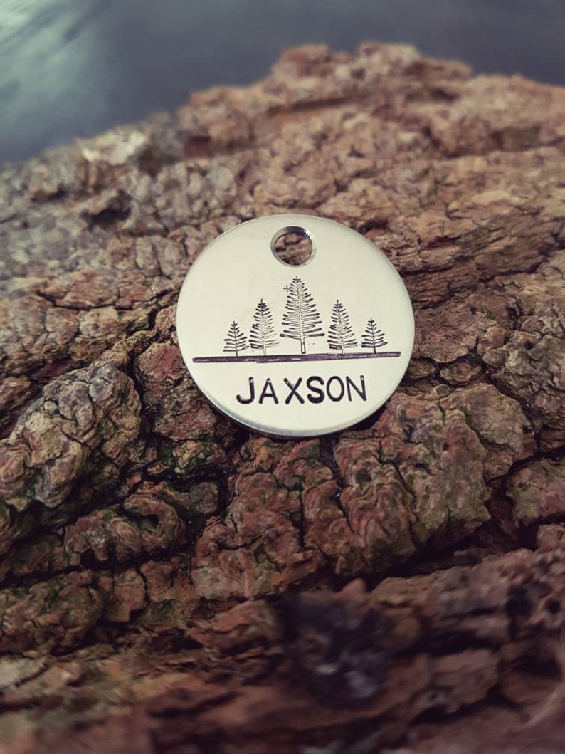 Forest Pet ID Tag Dog Tag for Dogs Pet Name Tag Hand - Etsy