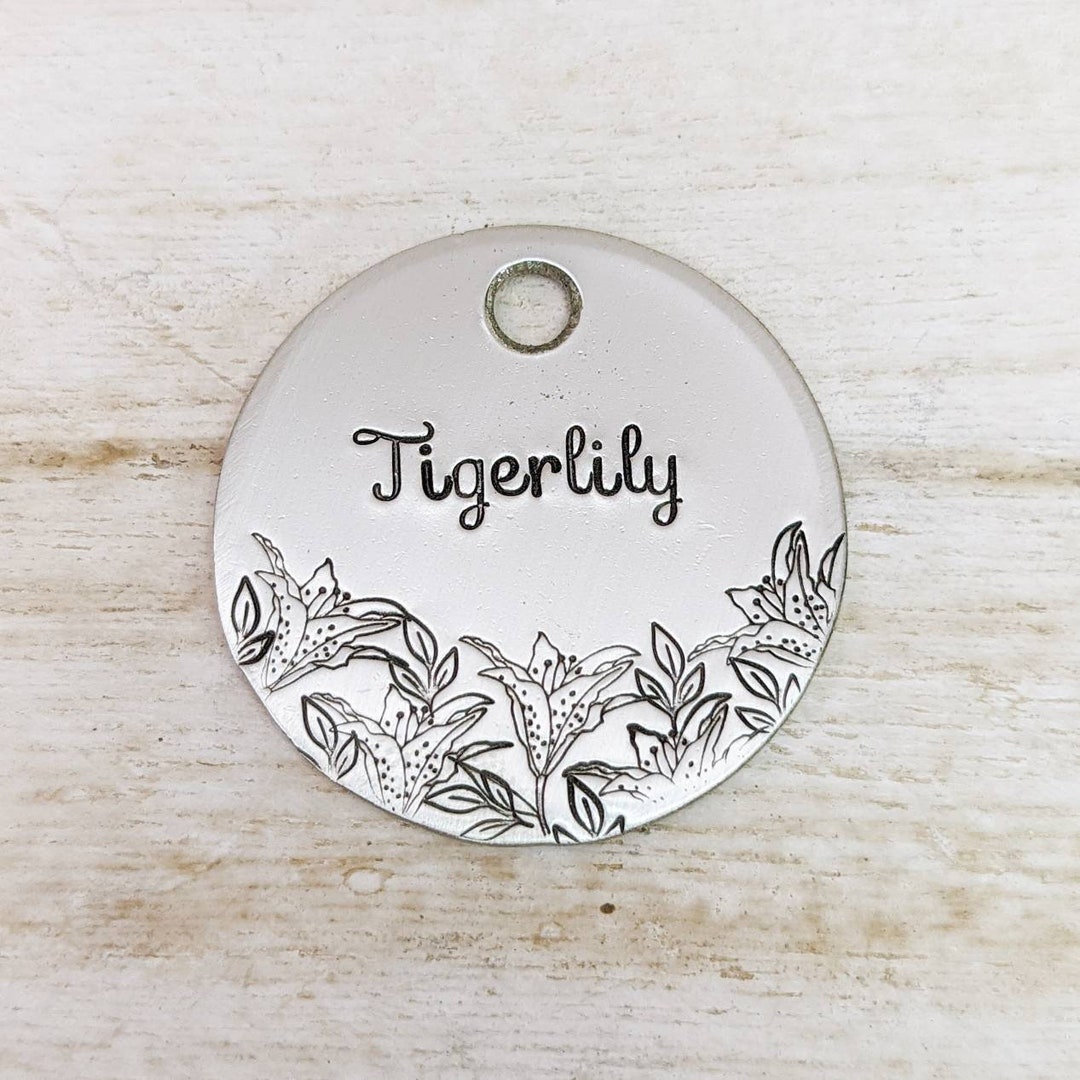 Tigerlily - Pet ID Tag - Dog Tag for Dogs - Pet Name Tag - Hand Stamped ...
