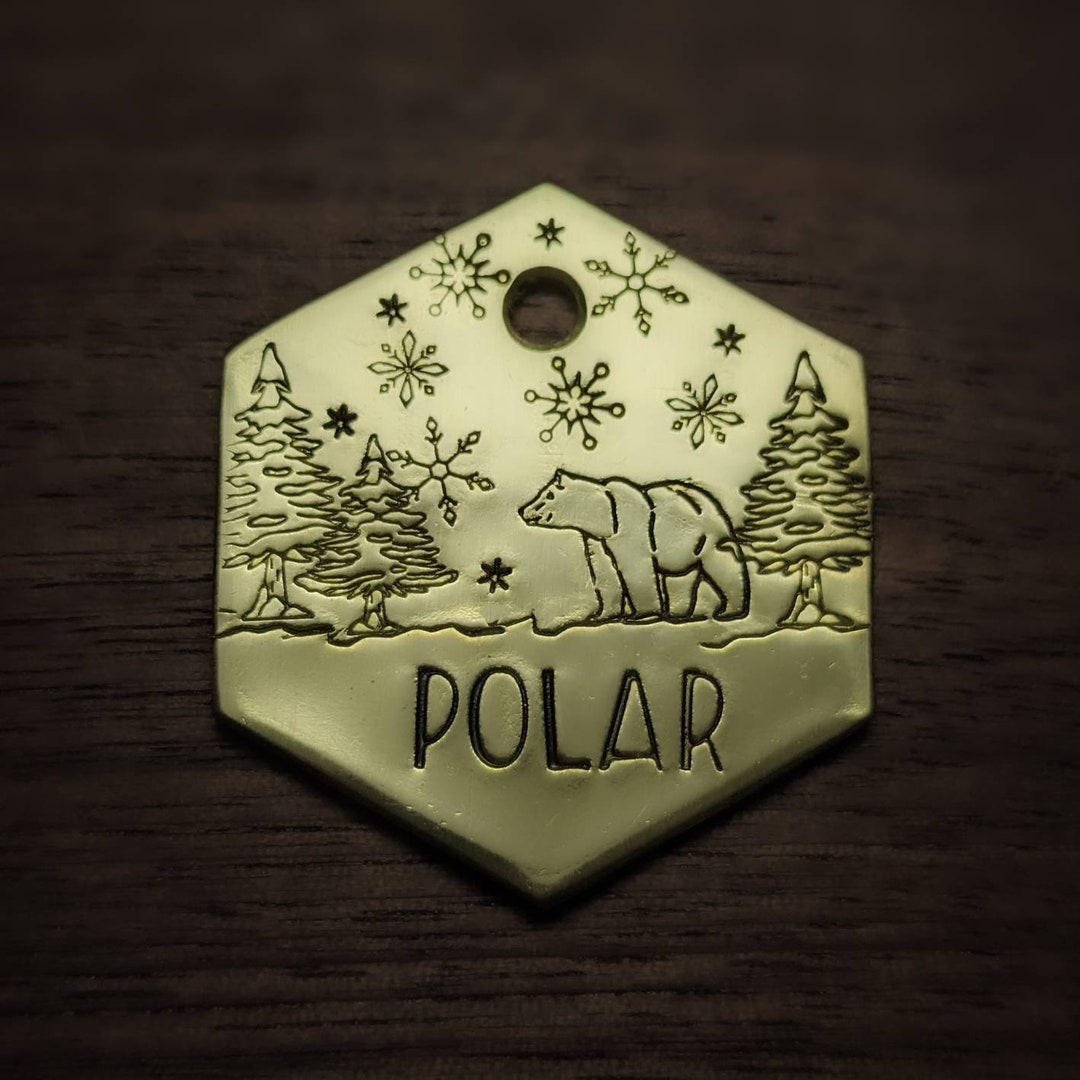 Polar Bear Pet ID Tag - Dog Tag for Dogs - Pet Name Tag - Hand Stamped ...