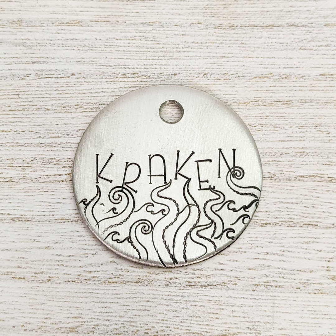 Kraken - Pet ID Tag - Dog Tag for Dogs - Pet Name Tag - Hand Stamped ...