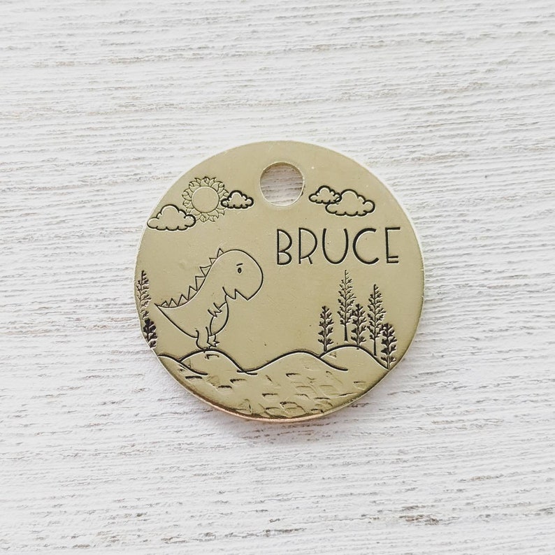 T-rex Pet ID Tag Dog Tag for Dogs Pet Name Tag Hand - Etsy