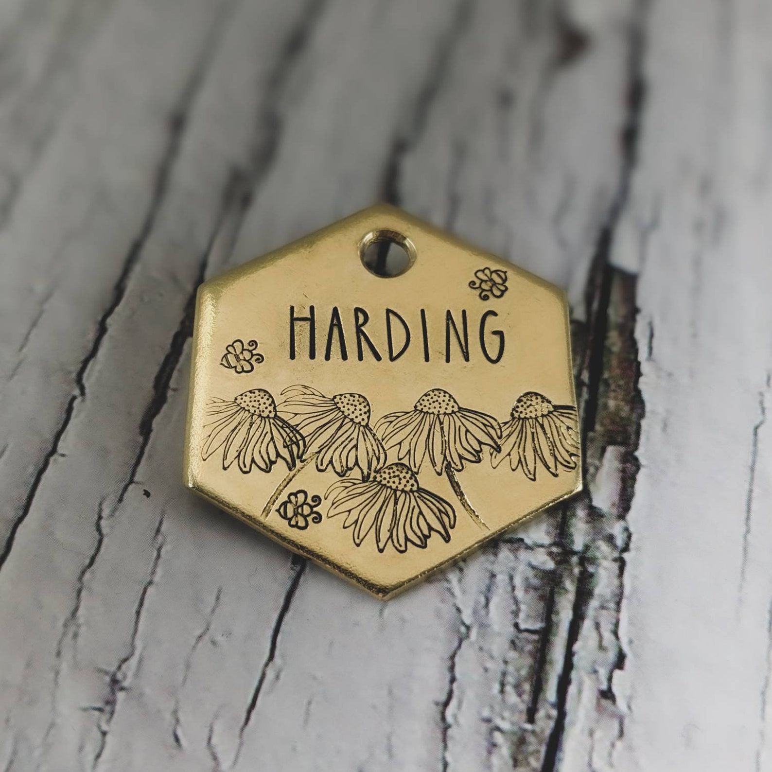 Buzzing Bees - Pet ID Tag - Dog Tag for Dogs - Pet Name Tag - Hand ...
