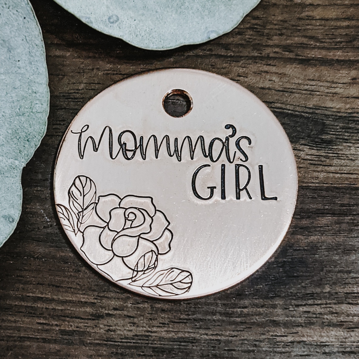 Momma's Girl - Rose - Pet ID Tag - Dog Tag - Pet Name Tag - Hand ...
