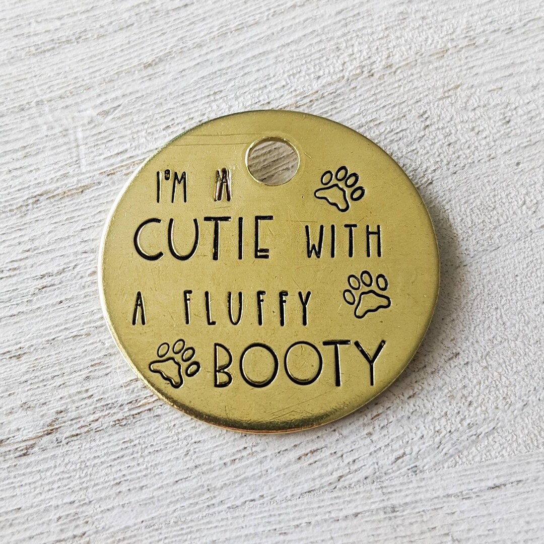Fluffy Booty Paw Prints - Pet ID Tag - Dog Tag for Dogs - Pet Name Tag ...
