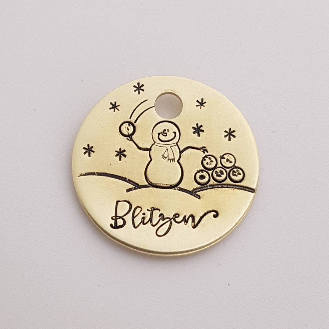 Snowman Snowball Fight - Pet ID Tag - Dog Tag for Dogs - Pet Name Tag ...
