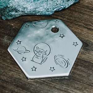 Pet ID Tag - Space Raccoon - Dog Tag for Dogs - Pet Name Tag - Hand ...
