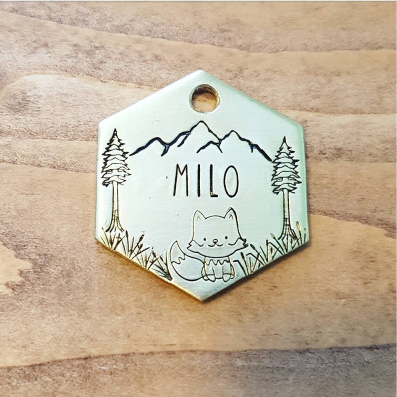 Foxy - Pet ID Tag - Dog Tag for Dogs - Pet Name Tag - Hand Stamped ...