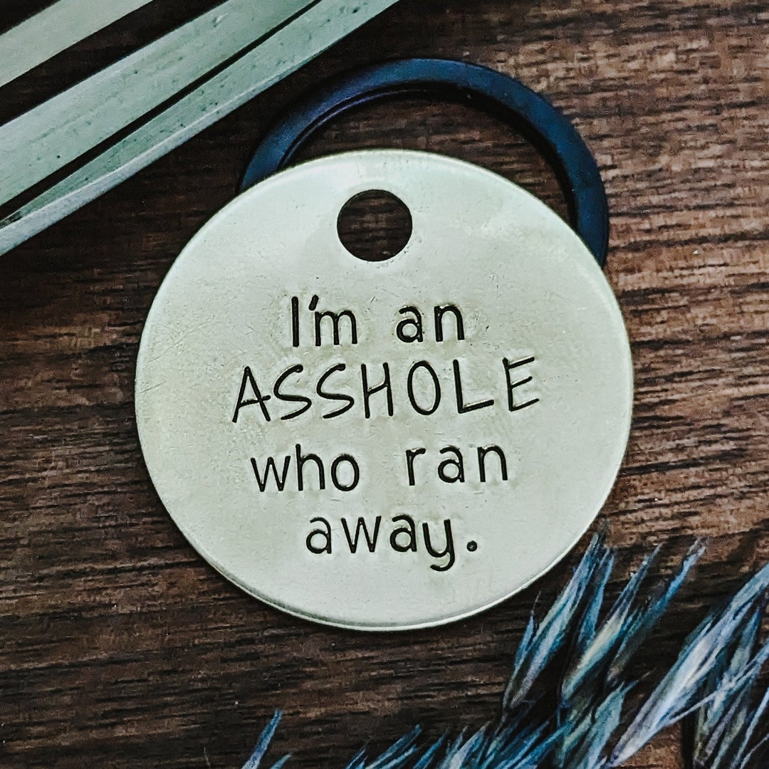 Pet ID Tags - I'm an A**hole That Ran Away- Dog Tag for Dogs - Pet Name ...