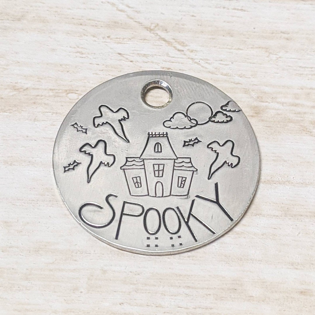 Haunted House - Pet ID Tag - Dog Tag for Dogs - Pet Name Tag - Hand ...