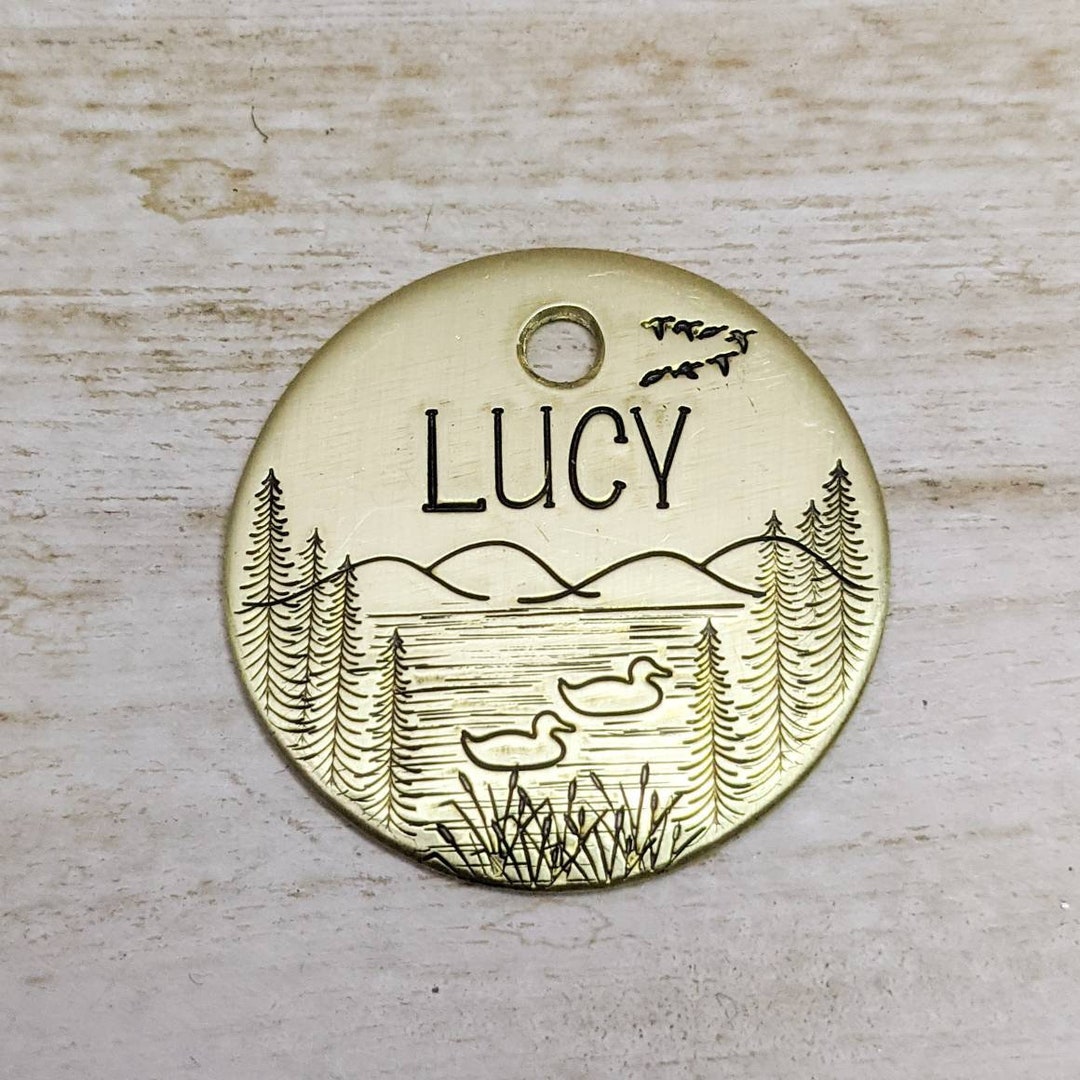 Wild Wetlands Lake - Pet ID Tag - Dog Tag for Dog - Pet Name Tag - Hand ...