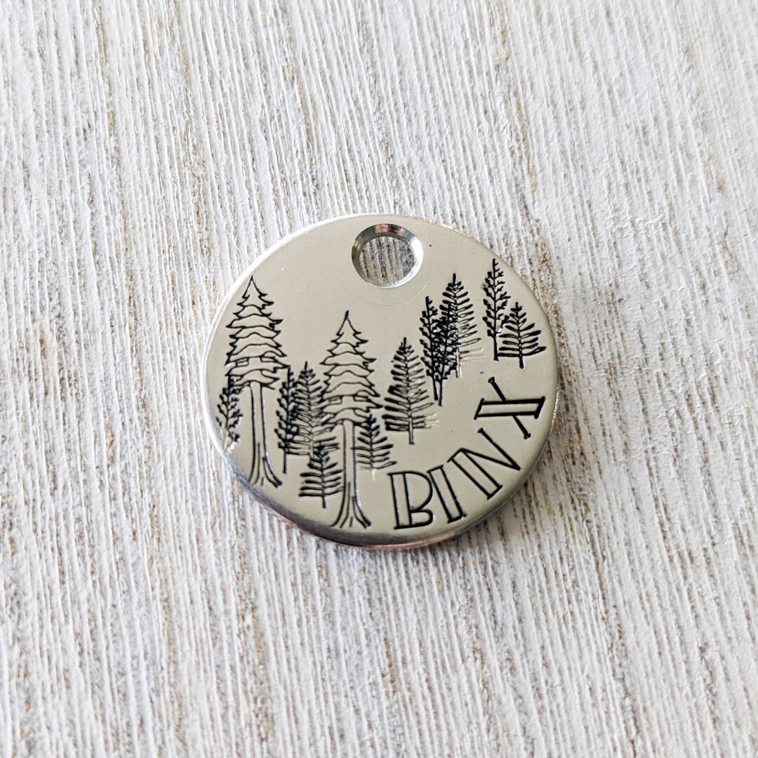 Redwood SMALL - Pet ID Tag - Dog Tag for Dogs - Pet Name Tag - Hand ...