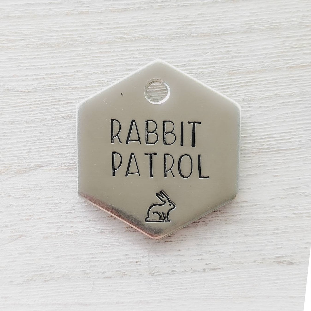 Rabbit Patrol - Pet ID Tag - Dog Tag for Dogs - Pet Name Tag - Hand ...