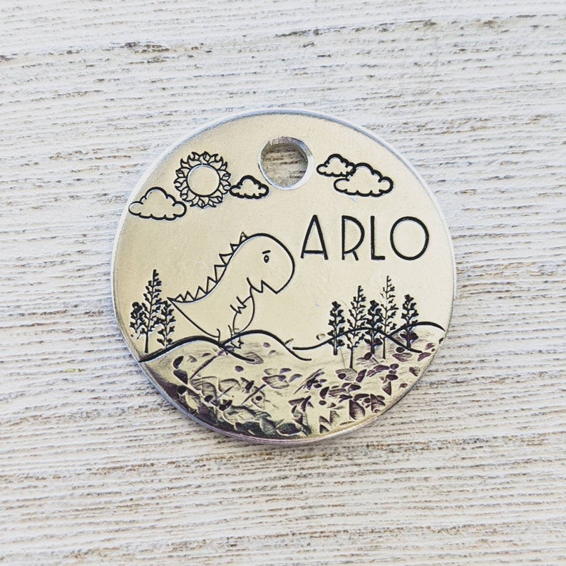 T-rex Pet ID Tag Dog Tag for Dogs Pet Name Tag Hand - Etsy