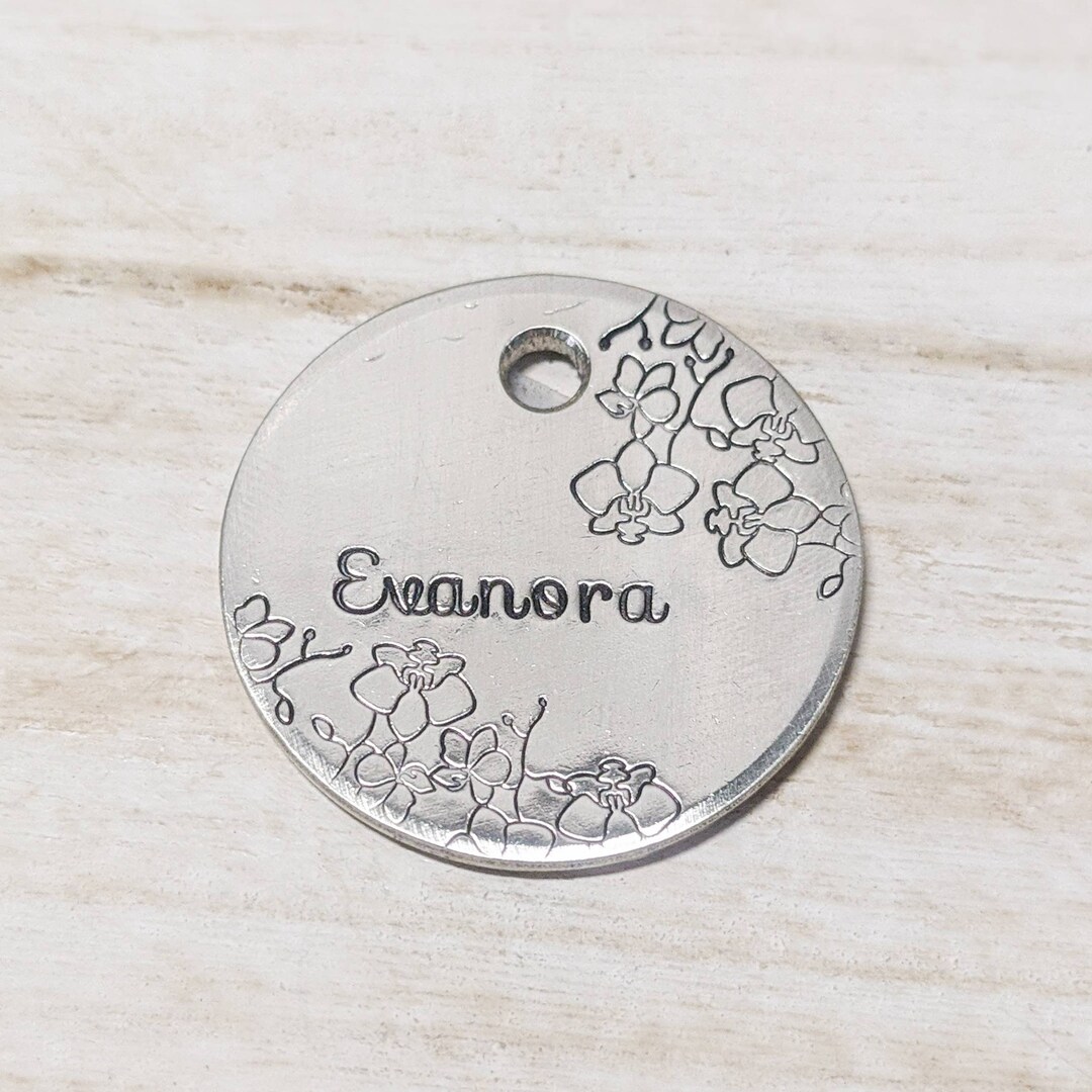 Orchids - Pet ID Tag - Dog Tag for Dogs - Pet Name Tag - Hand Stamped ...